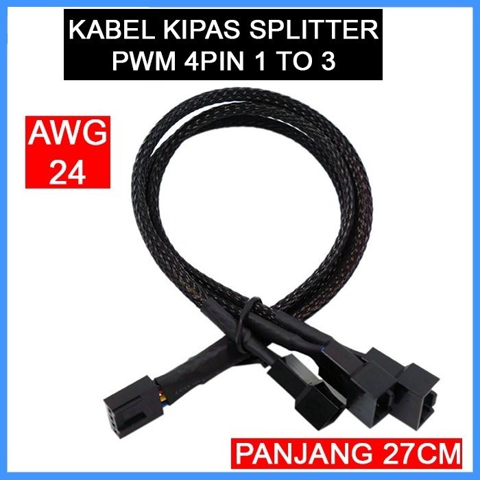 Jual KABEL FAN HUB SLEEVE PWM 4 PIN 1 TO 3 SPLITTER EXTENSION | Shopee ...