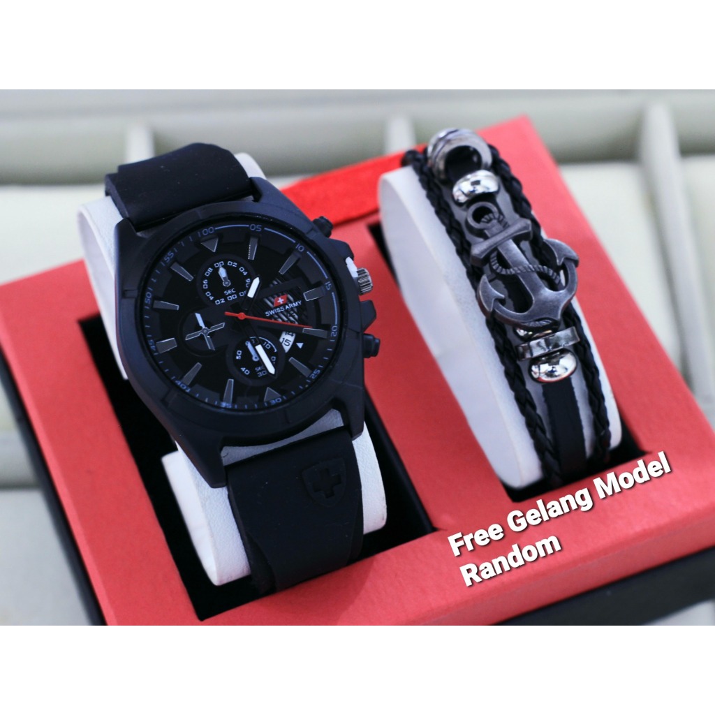 Jual NEW - Jam Tangan Pria Swiss 3569Gw Tanggal Aktif Tali Rubber Free ...