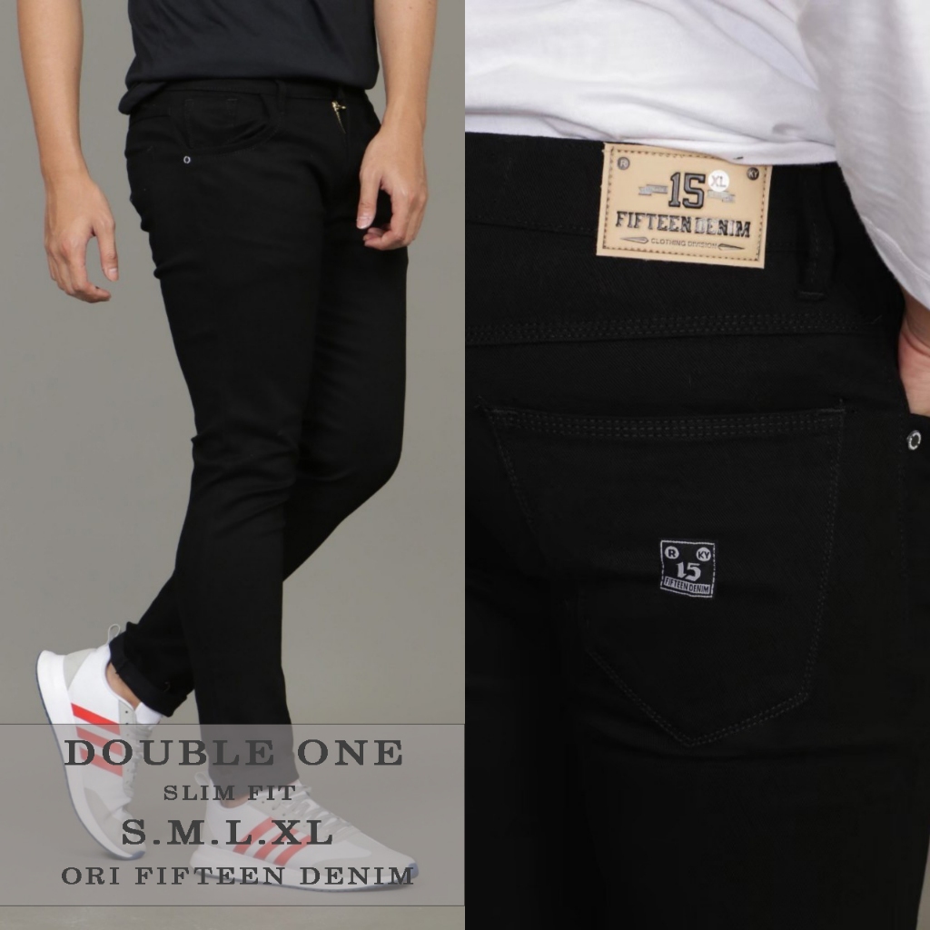 Jual FIFTEEN DENIM - Celana Jeans Pria Panjang Slim Fit Hitam Pekat ...