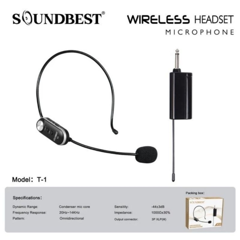 Jual Mic Wireless SOUNDBEST T1/Microphone Headset Bando Mic Iman ...