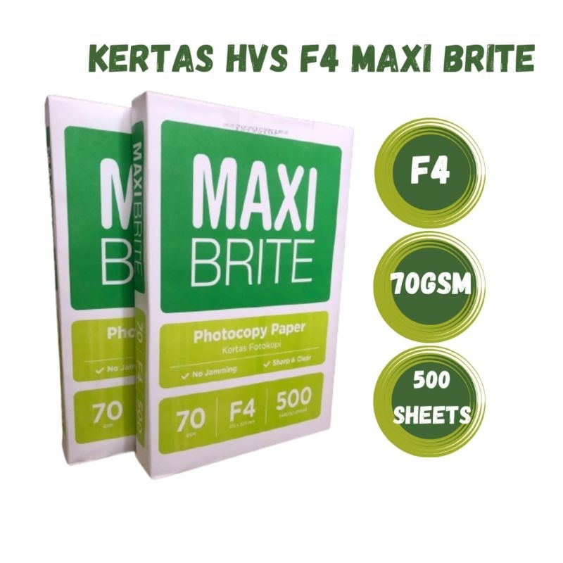 Jual Kertas Hvs F4 70gsm Maxi Brite 1 Rim / Kertas Fotocopy Folio 70 ...