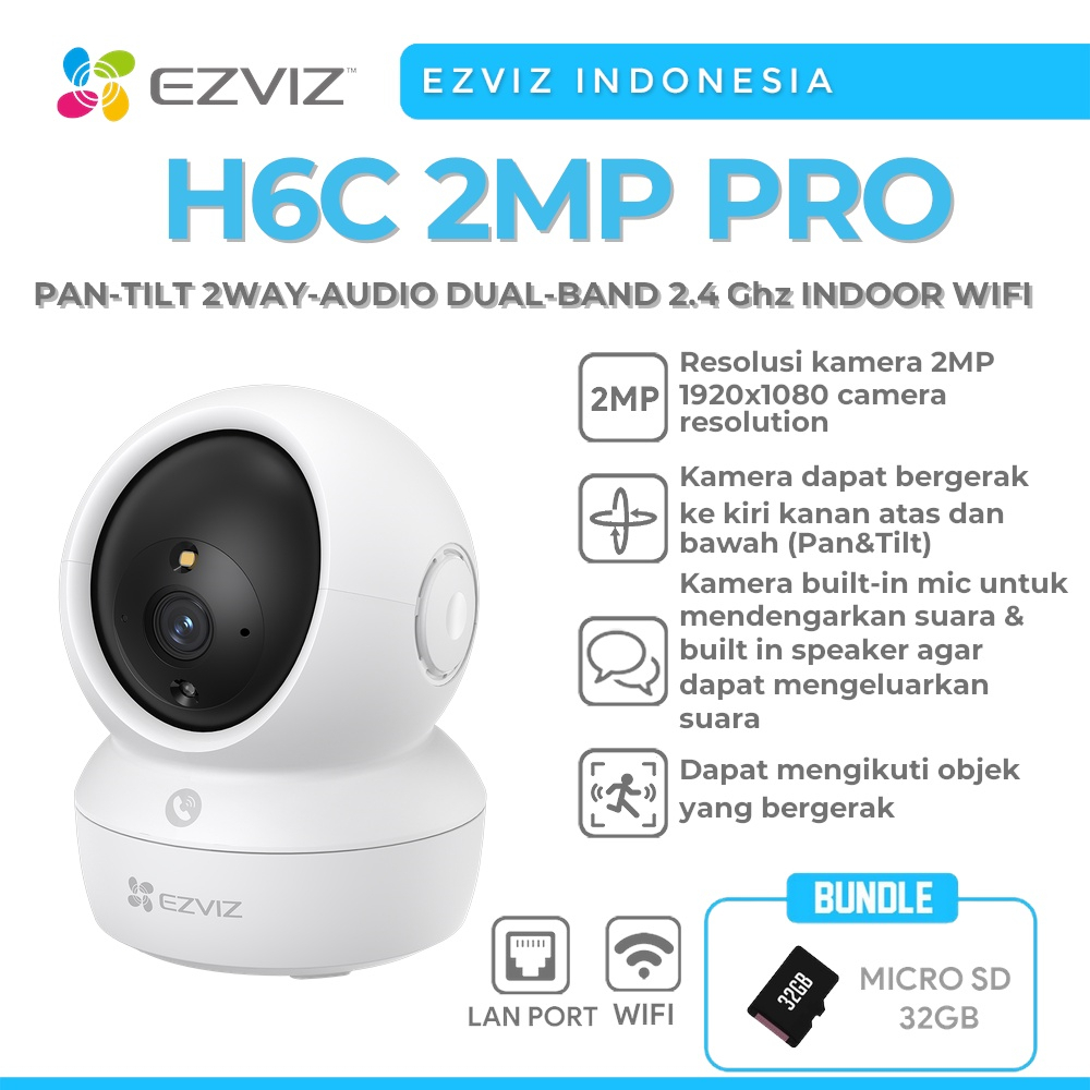 Jual EZVIZ H6C 2MP PRO PAN-TILT 2WAY-AUDIO 2.4GHZ INDOOR WIFI FREE ...