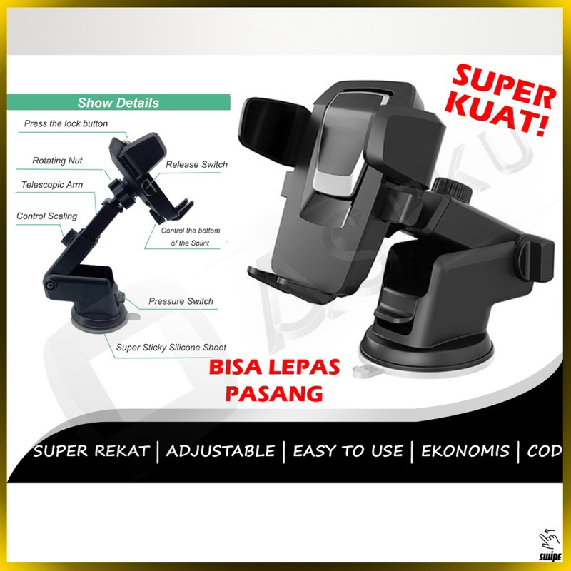 Jual Car Phone Holder Mobil HD09 Stand Handphone Dudukan Hp | Shopee ...
