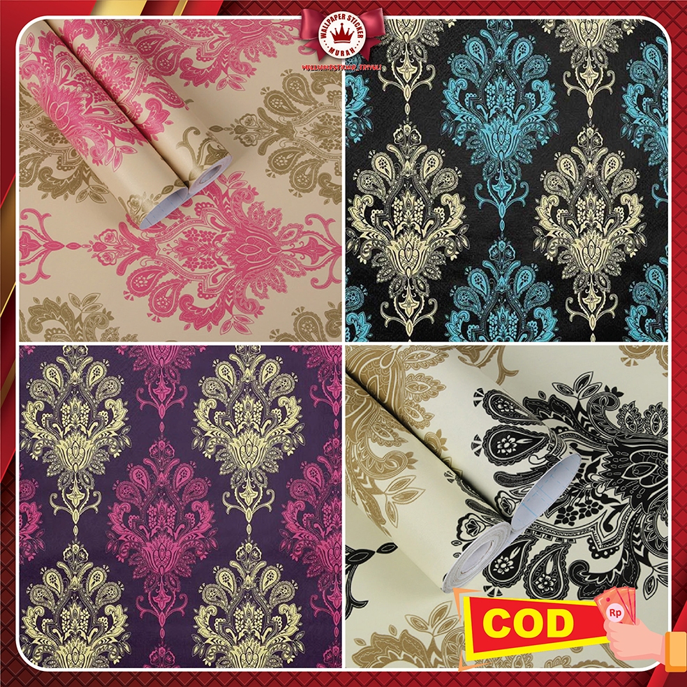 Jual WALLPAPER DINDING 45CM x 10M / 9M / 8M WALPAPER DINDING BATIK BIRU ...