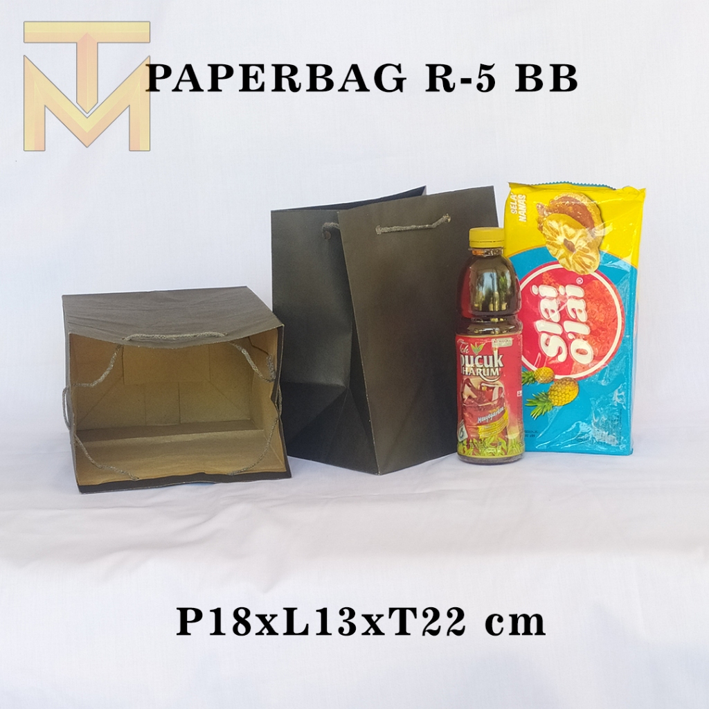 Jual PAPERBAG R-5 BB HITAM POLOS UKURAN P18 X L13 X T22 CM | Shopee ...