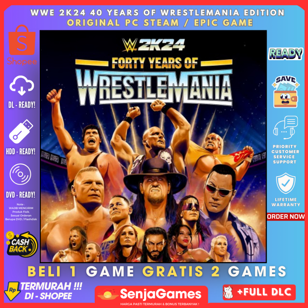 Jual WWE 2K24 40 Years of Wrestlemania EDITION PC ORIGINAL GAME ...