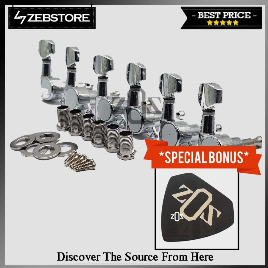 Jual Dryer Tuning Machine Pemutar Senar Lays Std 6 In Line Chrome ...