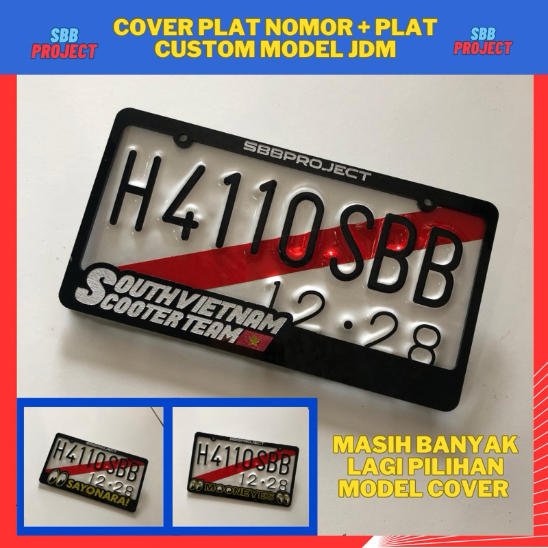 Jual strip merah(plat + frame) custom model JDM | pemanis plat | cover plat JDM | Shopee Indonesia