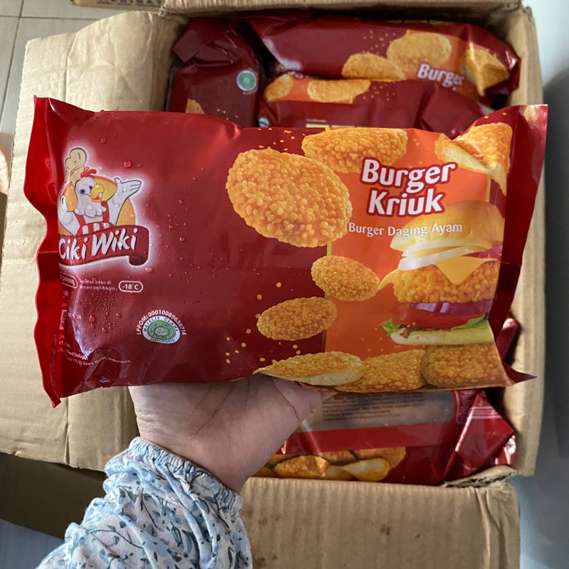 Jual Ciki wiki burger kriuk daging ayam isi 6 | Shopee Indonesia