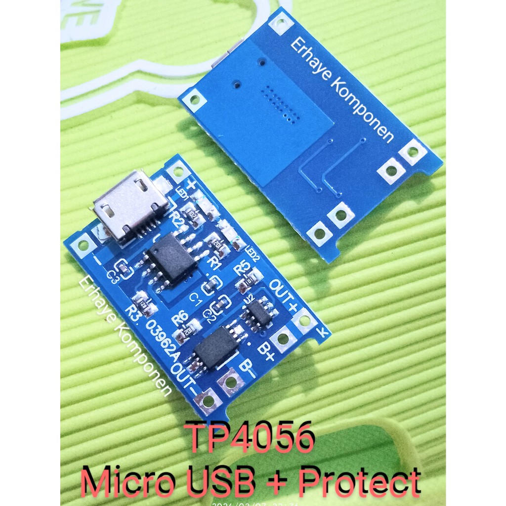 Jual (@2pcs) Tp4056 Micro USB Modul charger micro USB+proteksi | Shopee ...