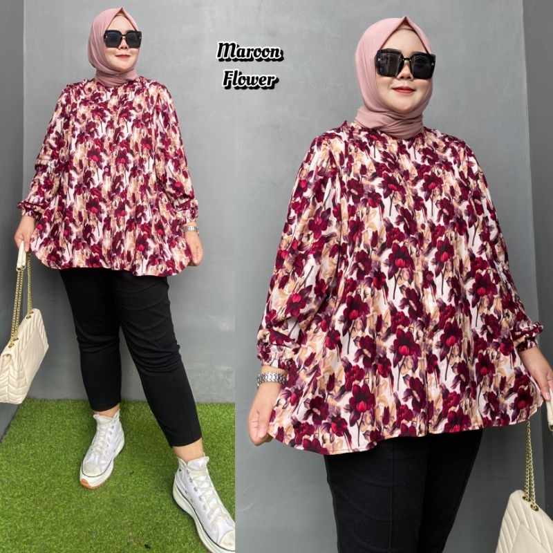 Jual Blouse Kemeja Atasan Wanita Big Size LD 110 120 130 140 Super Jumbo Busui XL XXL 3XL 4XL ...