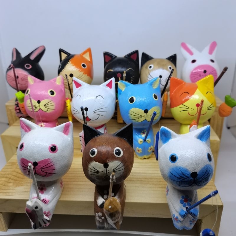 Jual Boneka kayu kucing mancing | Shopee Indonesia