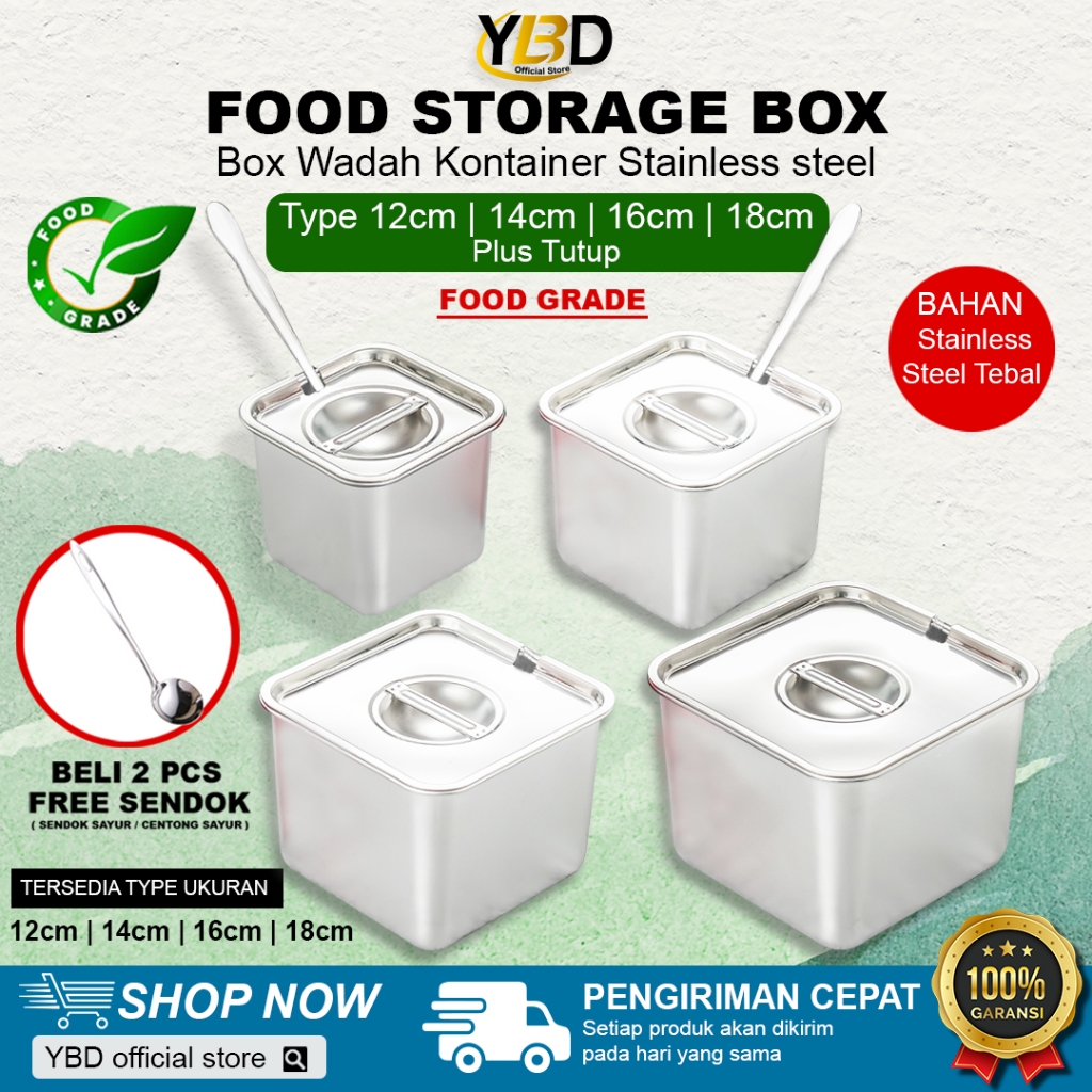 Jual Food Storage Box Stainless Type 12cm/14cm/16cm/18cm / Foodpan satu ...