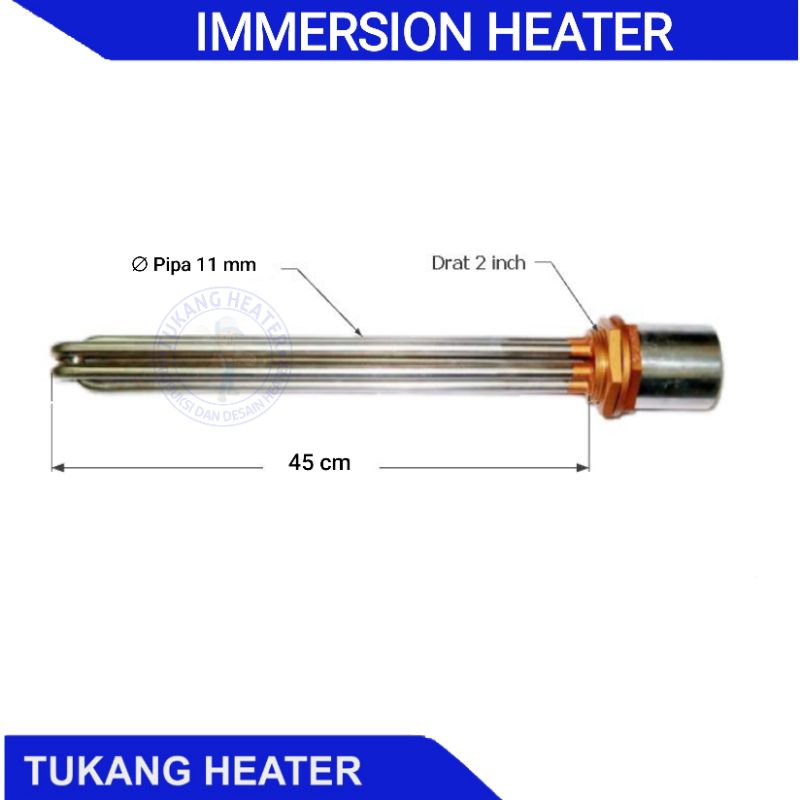 Jual Immersion Heater ∅ Pipa 11 mm x Panjang U 450 mm x 220/380 Volt x ...