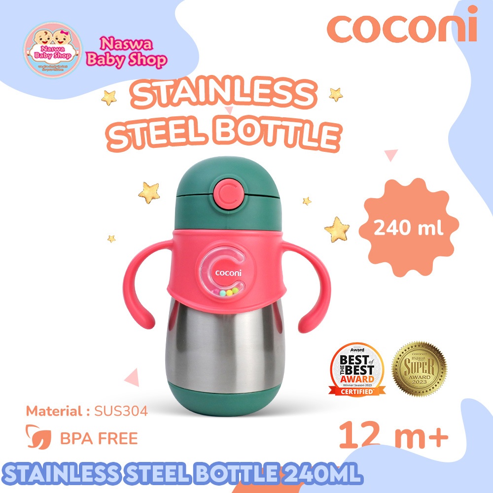 Jual Coconi Stainless Steel Straw Bottle Termos Botol Minum Anak 240ml ...