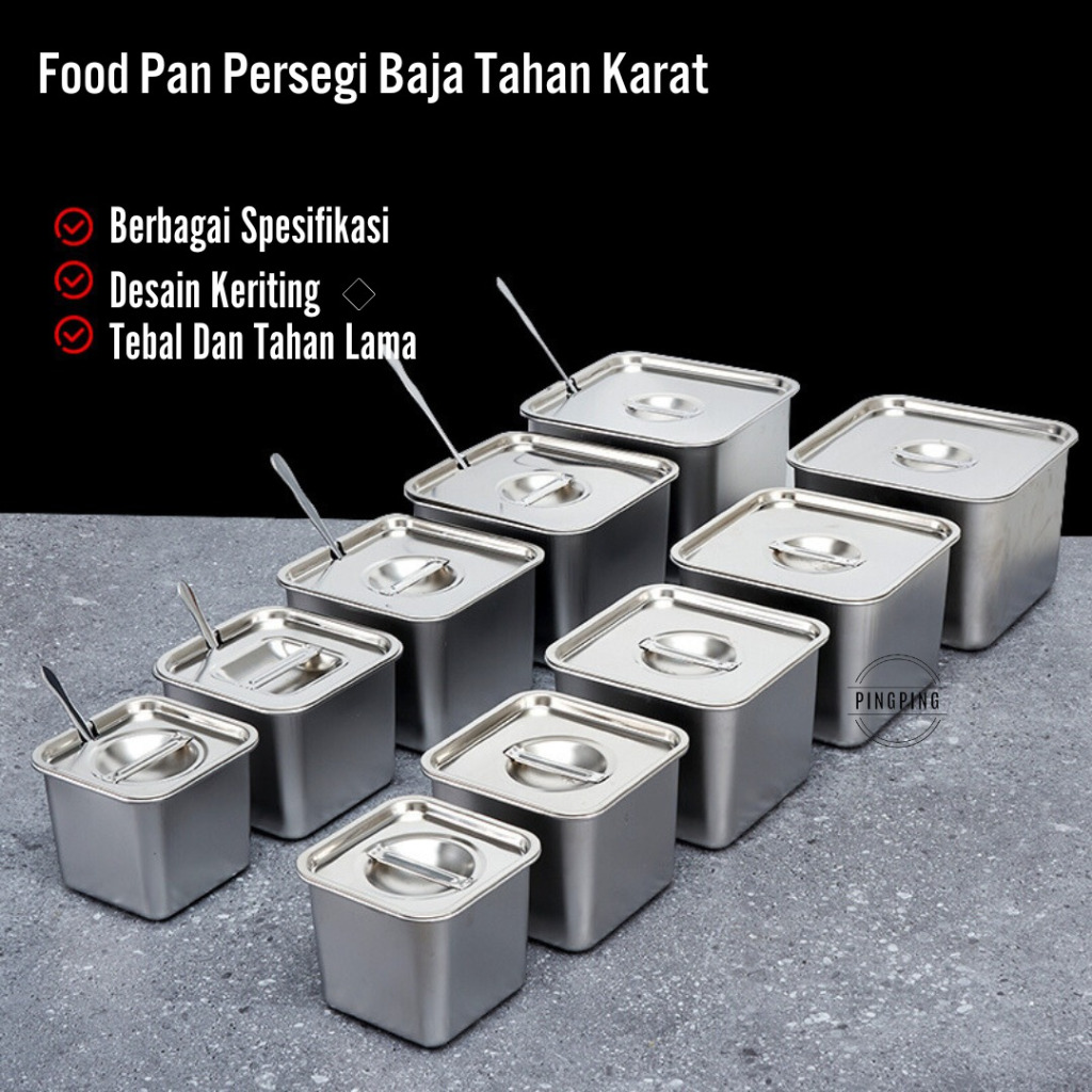Jual Box souce Stainless Steel Persegi + Tutup / Food Container Saus ...