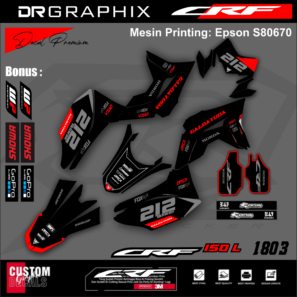 Jual decal crf 150 l full body Merah Hitam Keren Dengan Pilihan Warna ...