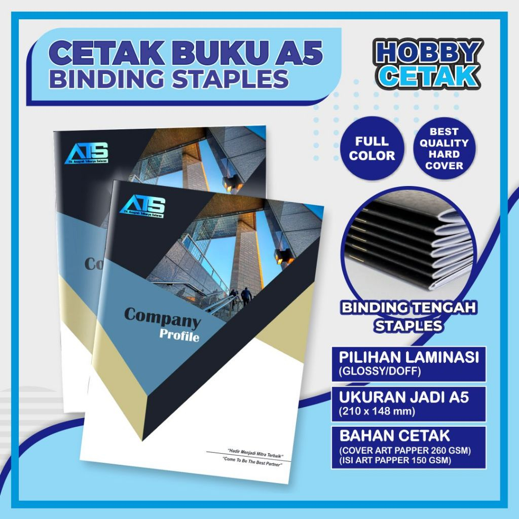 Jual Cetak Buku Majalah Katalog Company Profile (Compro) Ukuran A5 Binding Staples / Steples ...