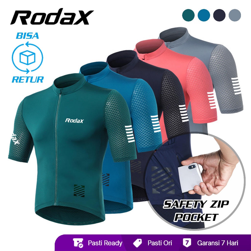 Jual RodaX Brevet Jersey 3+1 Safety Phone Pocket Premium Cycling Jersey ...