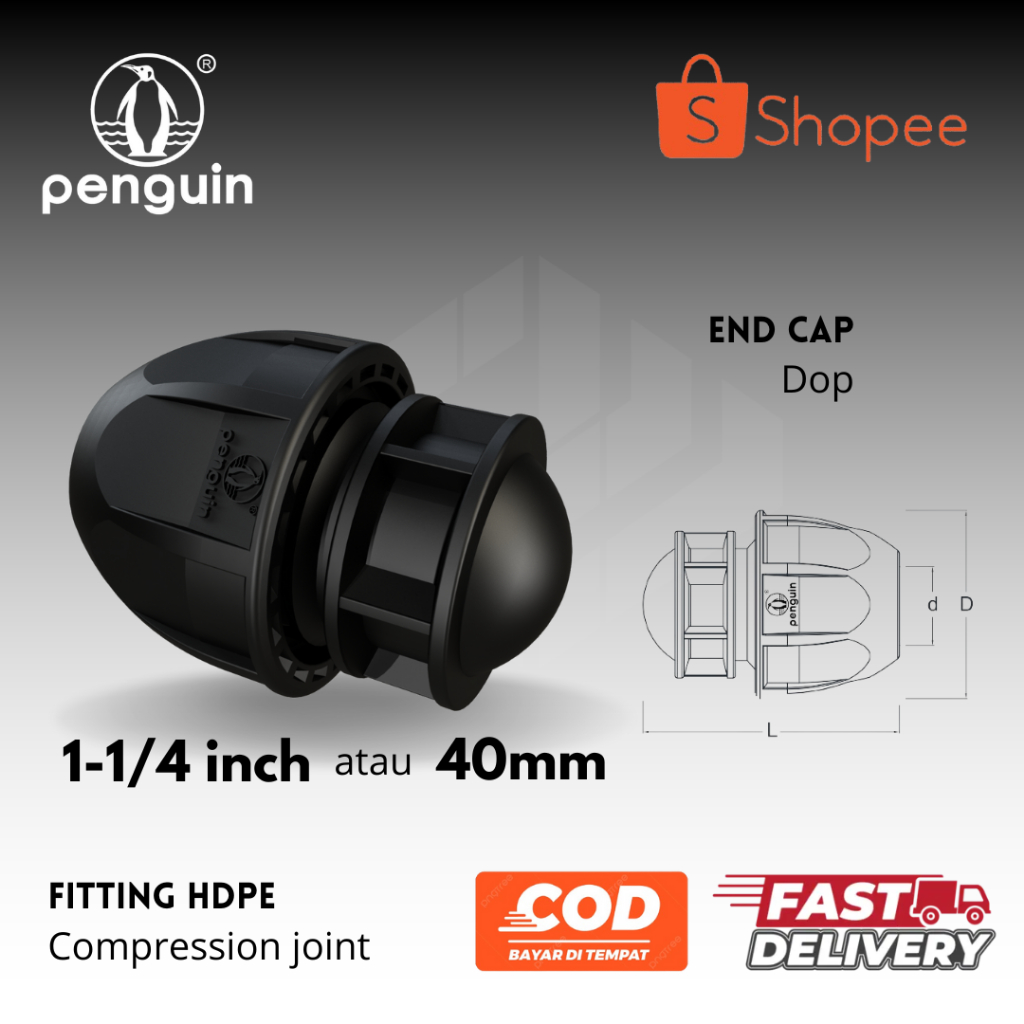 Jual Sambungan Pipa HDPE End Cap / Dop ukuran 1-1/4 inch atau 40mm ...