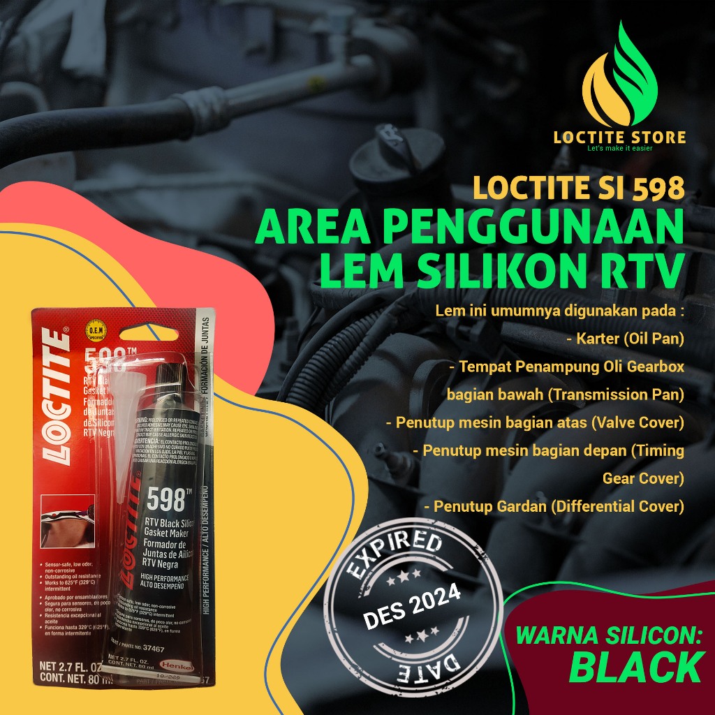 Jual LEM SILIKON RTV TAHAN PANAS UTK KARTER KNALPOT RADIATOR LOCTITE SI ...