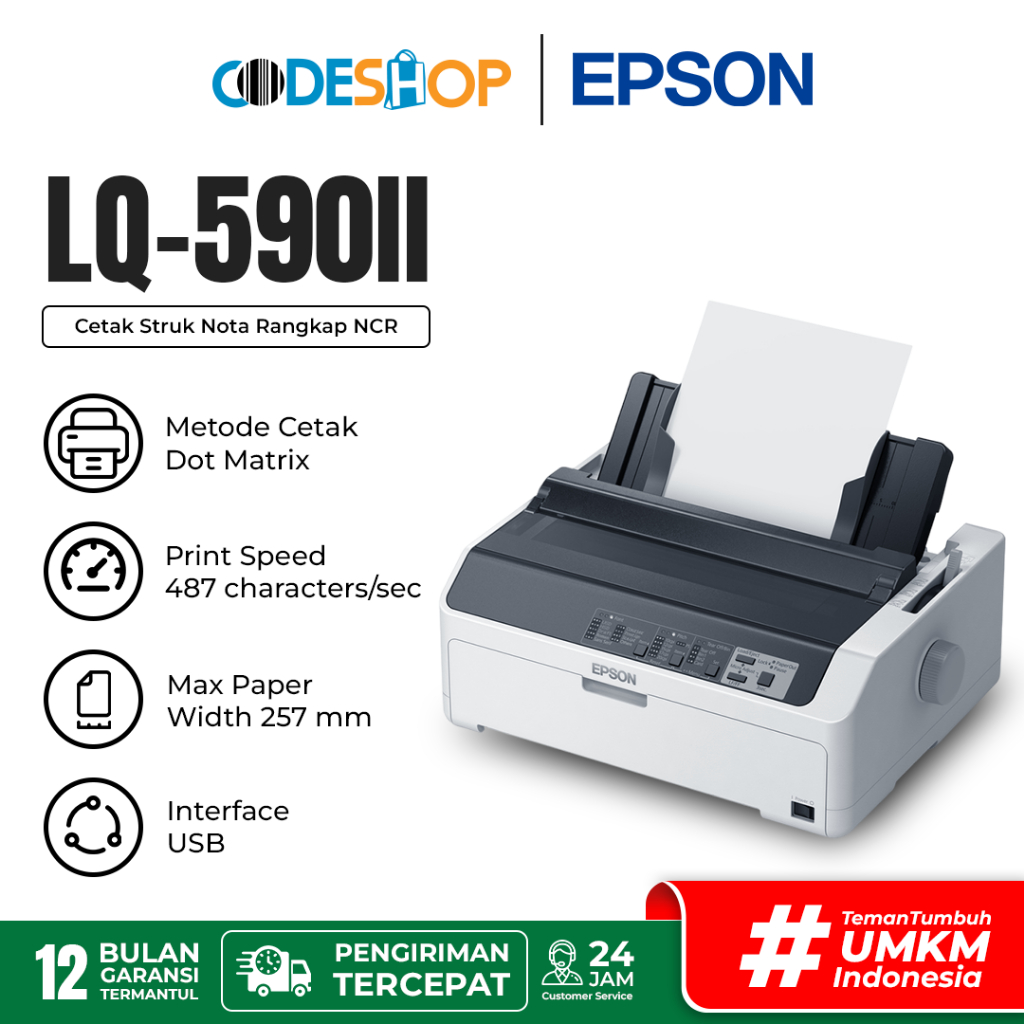 Jual Printer Dot Matrix Epson LQ-590II Cetak Kertas A4 A5 A6 | Shopee ...
