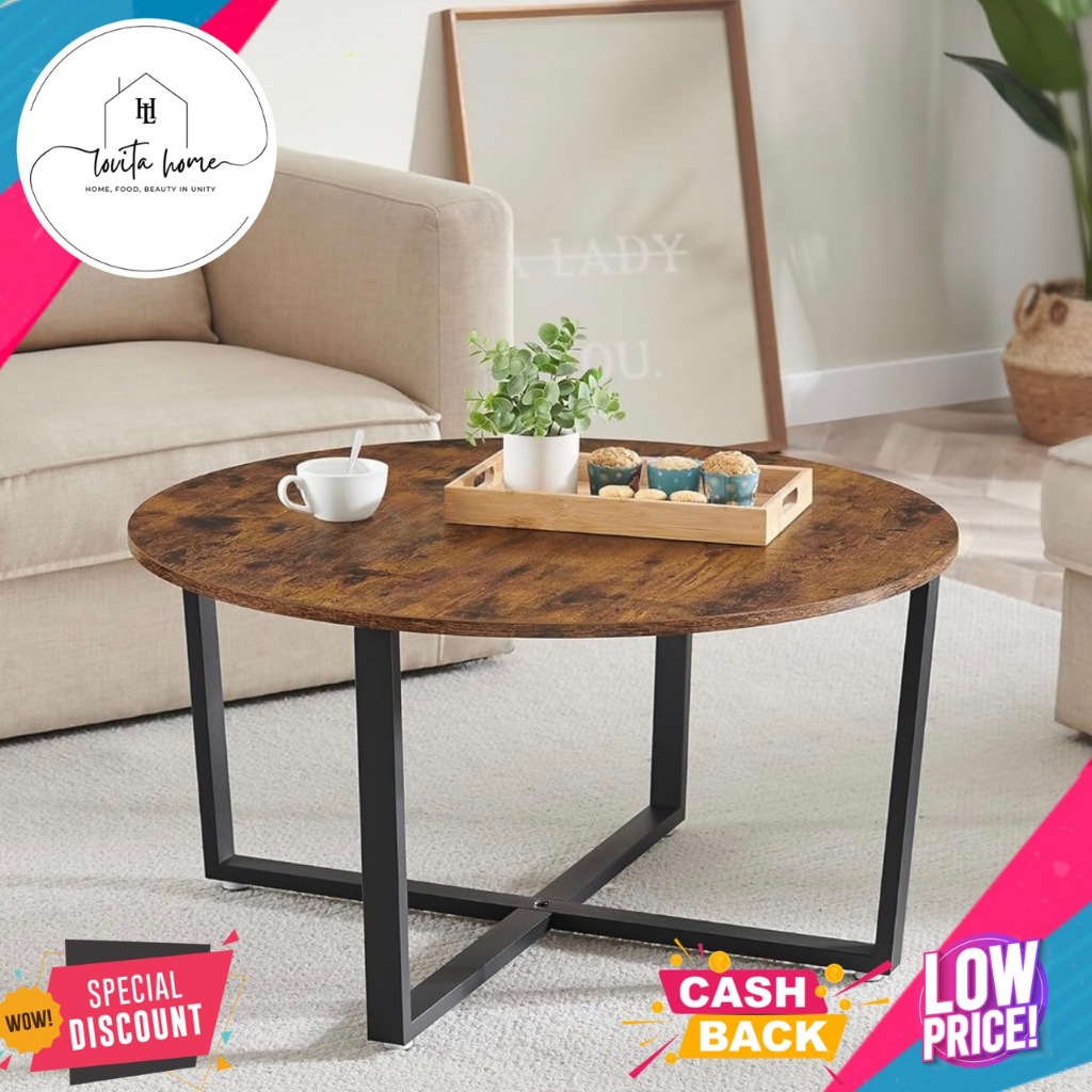 Jual Meja Tamu Bulat Kayu Rustic / Meja Tamu Minimalis / Coffee Table ...