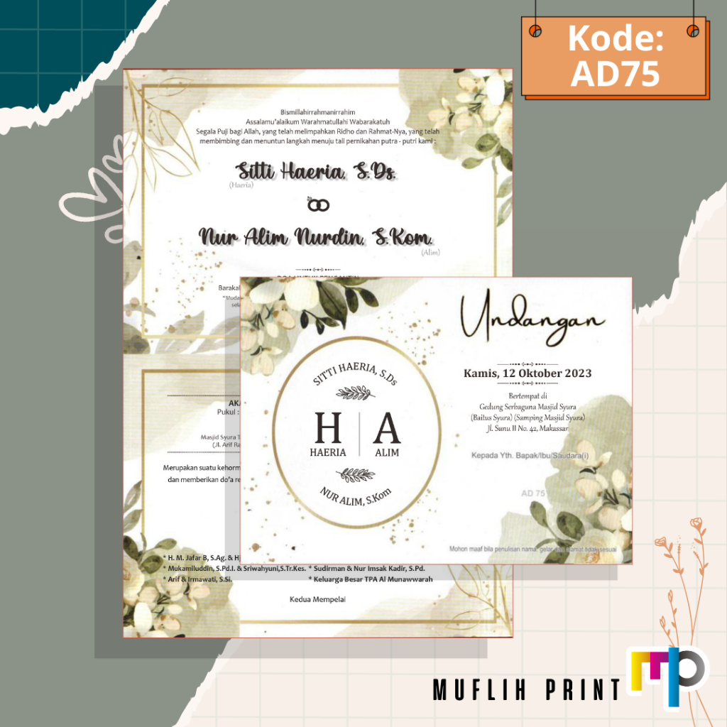 Jual Blangko Undangan Pernikahan Kosong Murah + Amplop Undangan AD75 ...