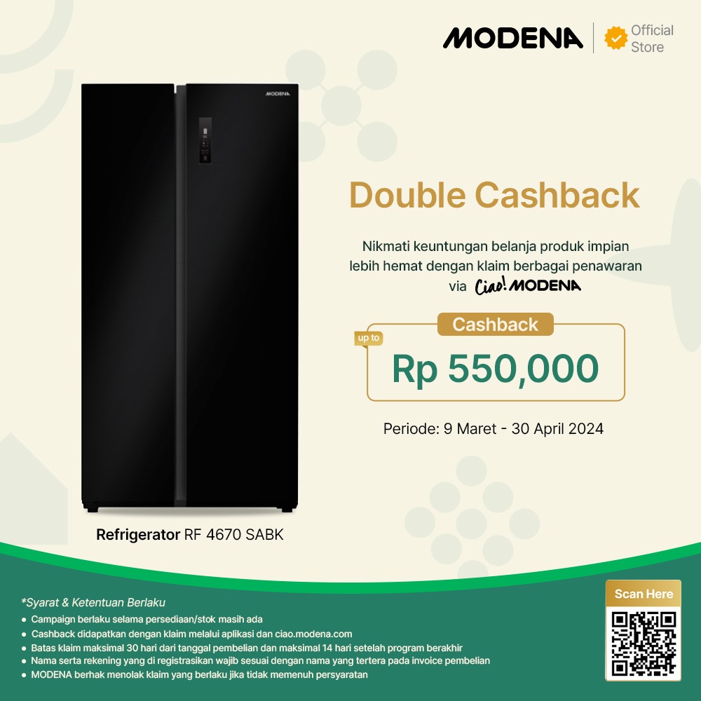 Jual MODENA Refrigerator Side by Side - RF 4670 SABK | Shopee Indonesia