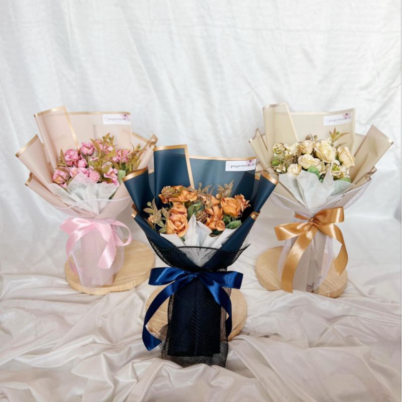 Jual 𝐏𝐀𝐏𝐄𝐑𝐔𝐒𝐇 [EB02] Buket Bunga Artificial Birthday Wisuda Lamaran ...