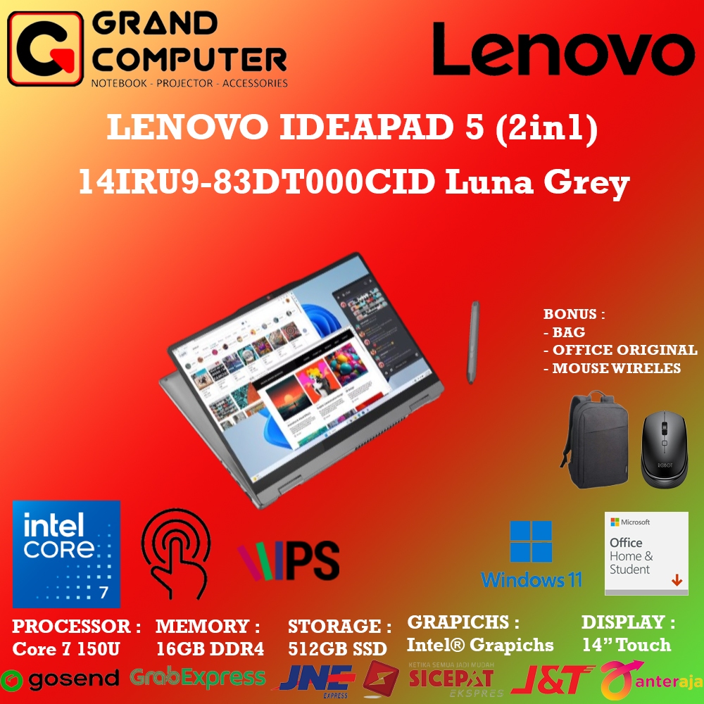 Jual LENOVO IDEAPAD 5 0CID CORE 7 150U 16GB 512GB 14" TOUCH 2in1 WIN 11 OHS | Shopee Indonesia