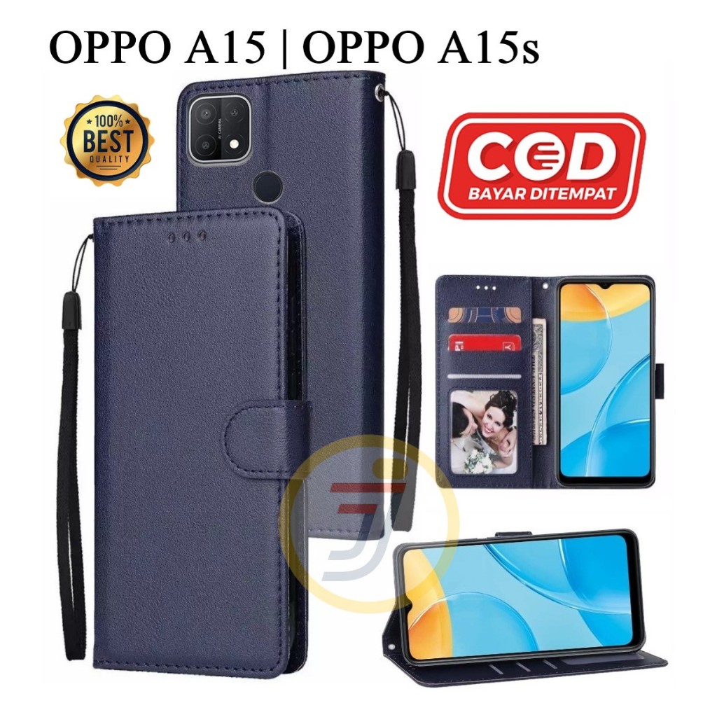 Jual Oppo A15 | Oppo A15S Leather Flip Case- Wallet Case Kulit - Casing ...