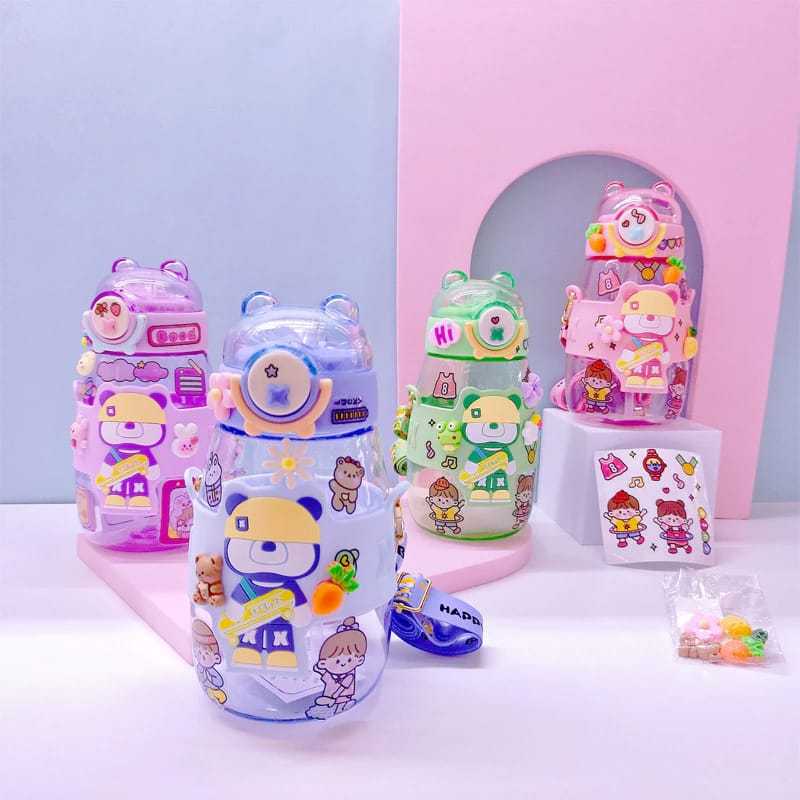 Jual BOTOL ANAK MOTOF BERUANG 600ML/BOTOL MINUM ANAK VIRAL/BOTOL ...