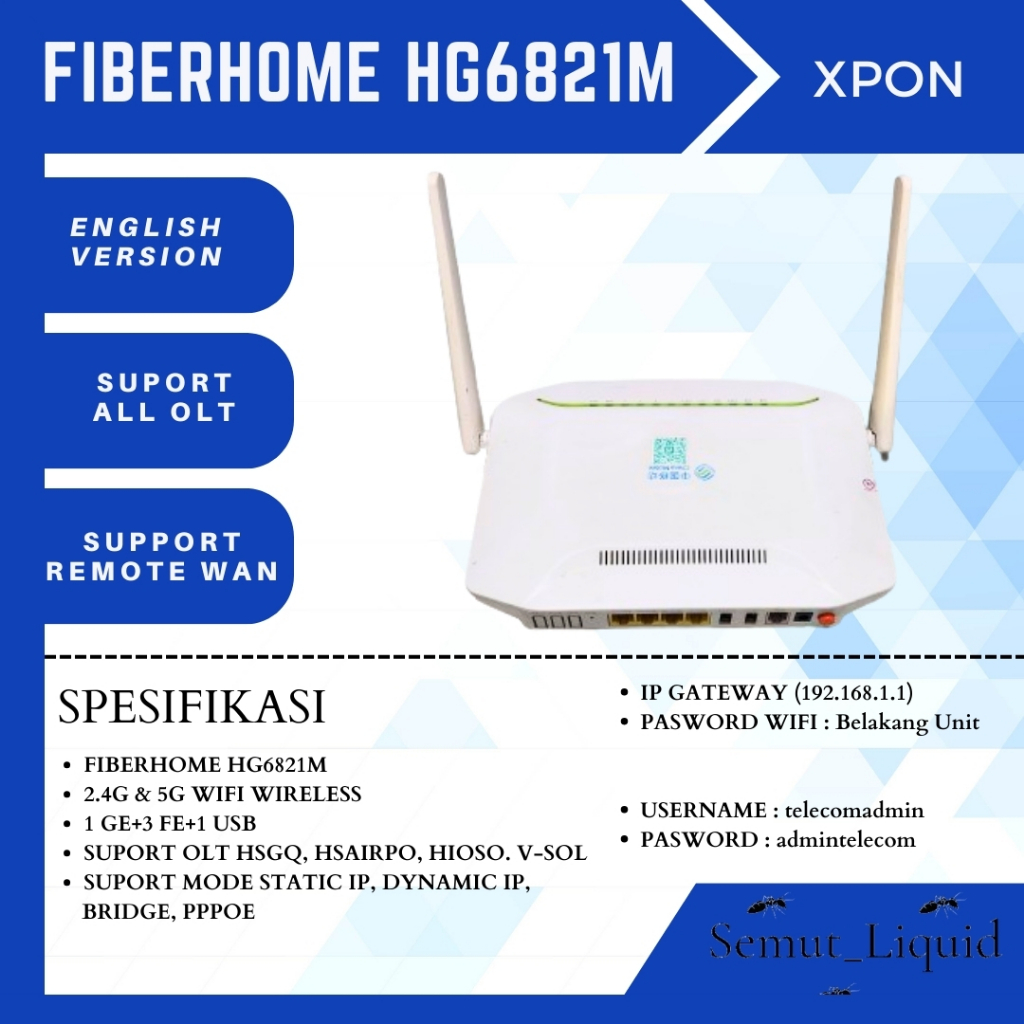 Jual ONU EPON GPON XPON FIBERHOME HG6821M DUAL BAND signal JOS | Shopee ...