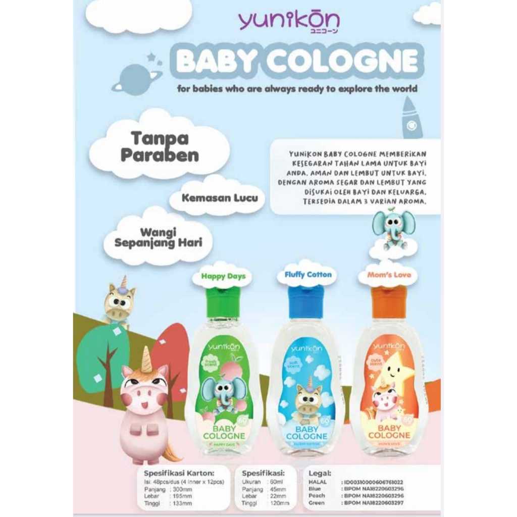 Jual Yunikon Baby Cologne Parfum Harum Bayi 60 ml | Shopee Indonesia