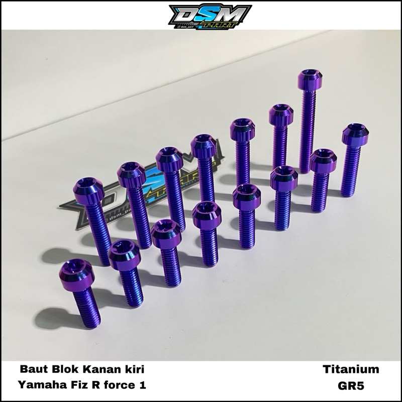 Jual Baut Titanium Bak Kanan Kiri F1zr fizr Force 1 Titanium GR5 (15pcs) | Shopee Indonesia