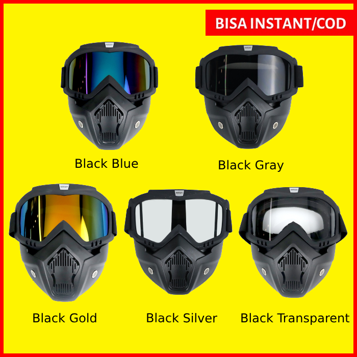 Jual (BISA INSTANT/COD) Masker Motor Pria Premium Anti Polusi Full Face ...