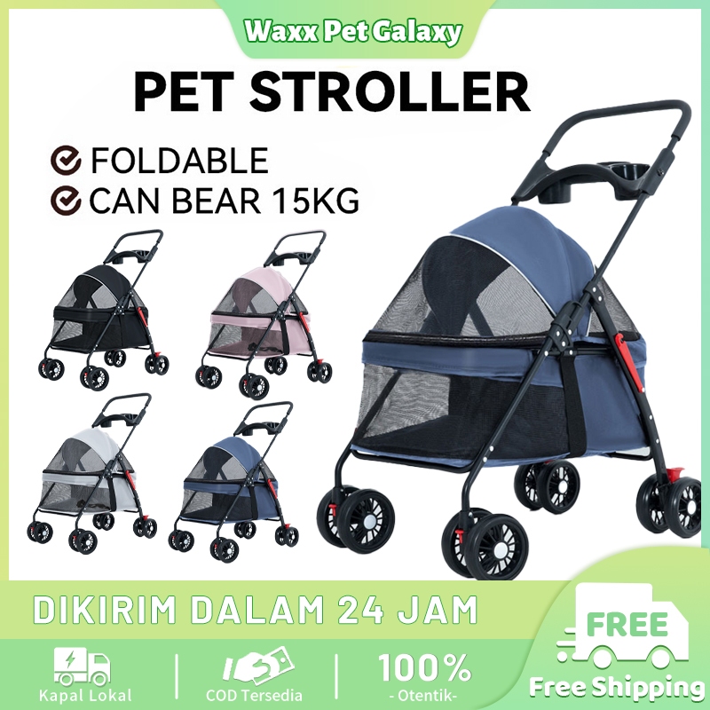 Jual Foldable Pet Stroller Anjing Kucing Pet Stroller Roda 4 Outdoor ...