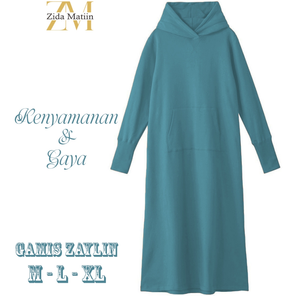 Jual Zaylin | Gaun kasual polos dengan tudung, Bersaku Tanpa Tali ...