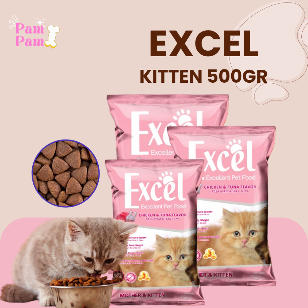 Jual Makanan Kucing Kering EXCEL Kitten and Mother 500gr Pakan Kucing ...