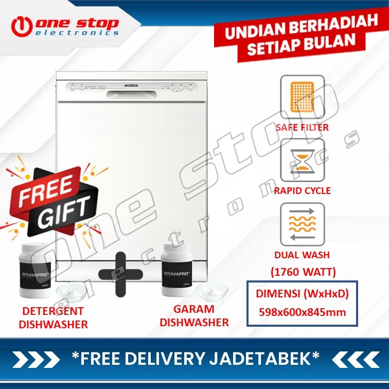 Jual MODENA WP1200FDWH / WP 1200 FDWH Freestanding Dishwasher 60cm ...