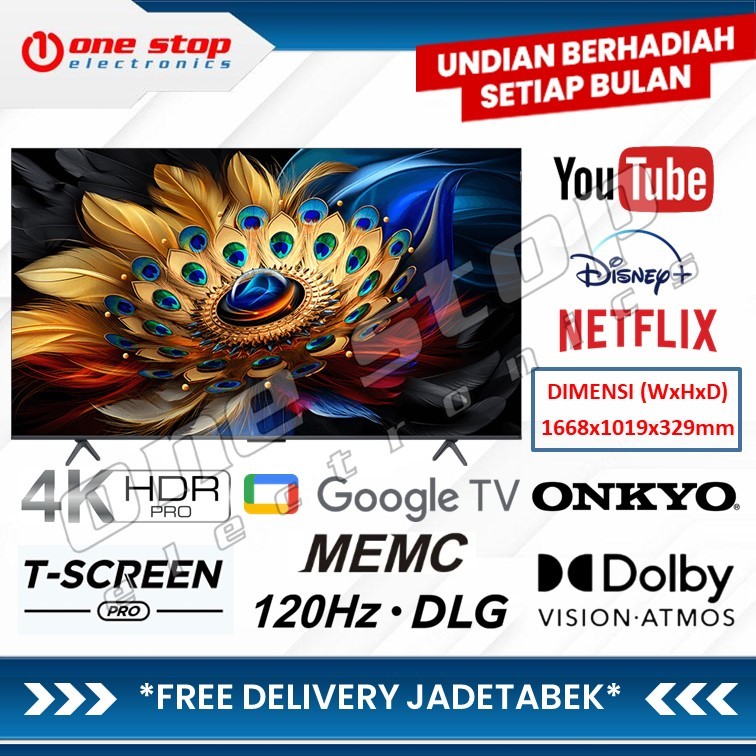 Jual TCL 75C655 QLED PRO 4K UHD Smart Google TV w/ ONKYO 2.1CH 75 Inch | Shopee Indonesia