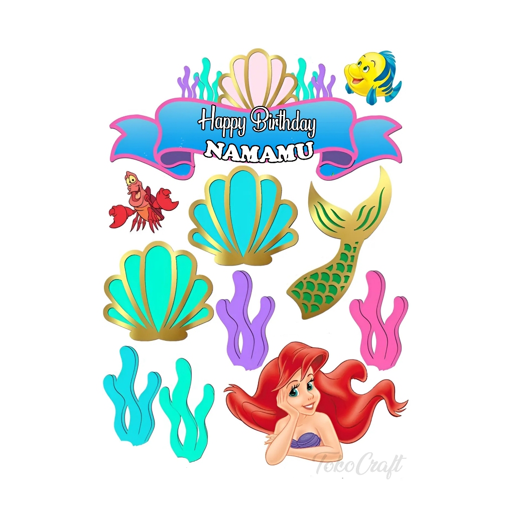 Jual TOPPER CAKE MERMAID HIASAN KUE ULANG TAHUN CUSTOM NAMA HAPPY ...