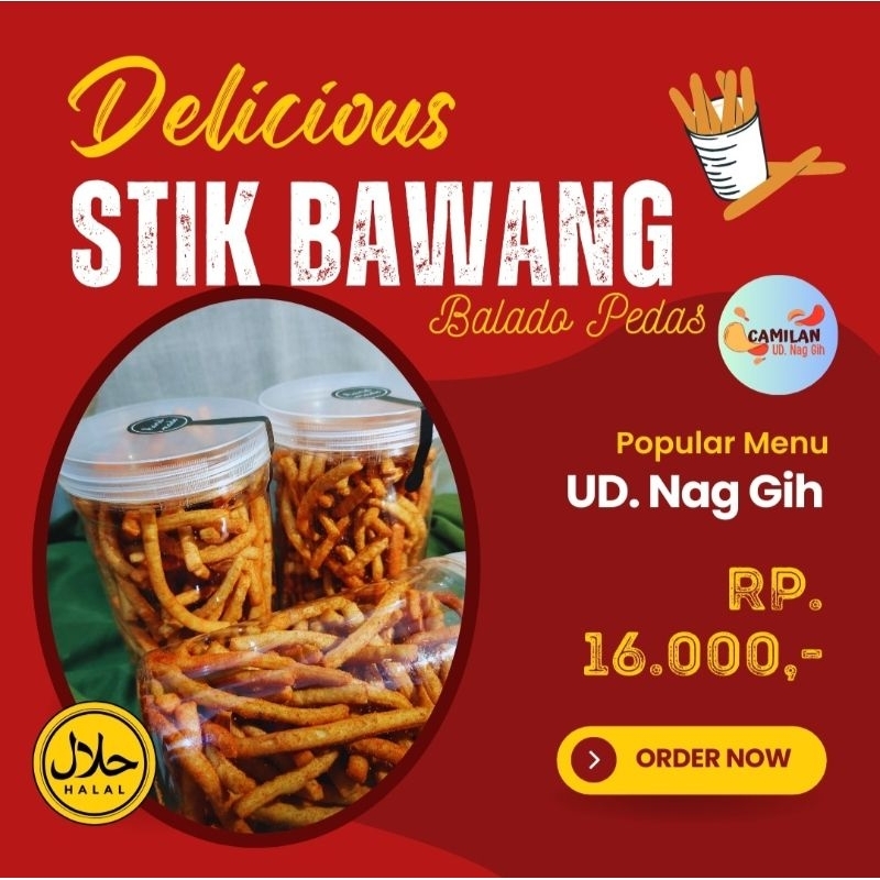 Jual Camilan Stik Bawang Balado / Camilan Rasa Balado Pedas / Camilan ...