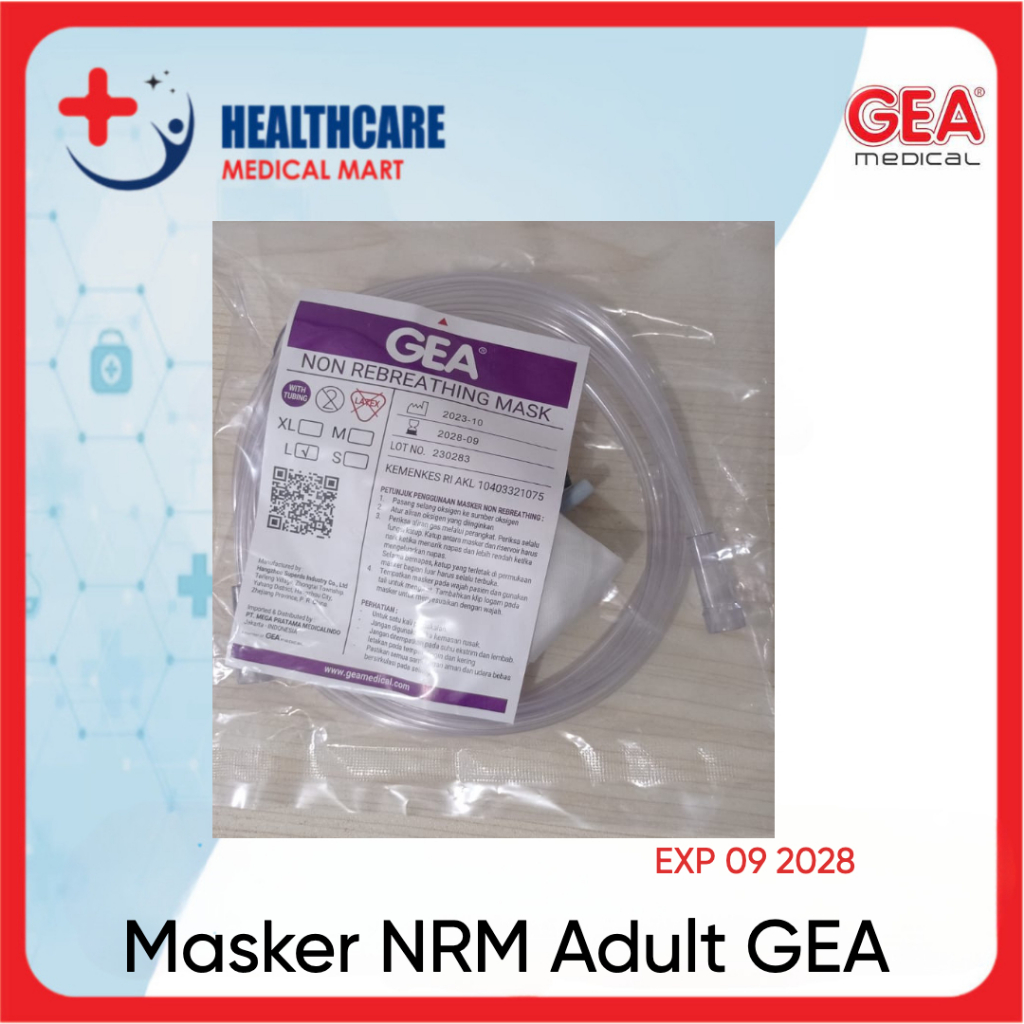 Jual Masker oksigen Non Rebreathing MASK NRM GEA With Tubing | Shopee ...