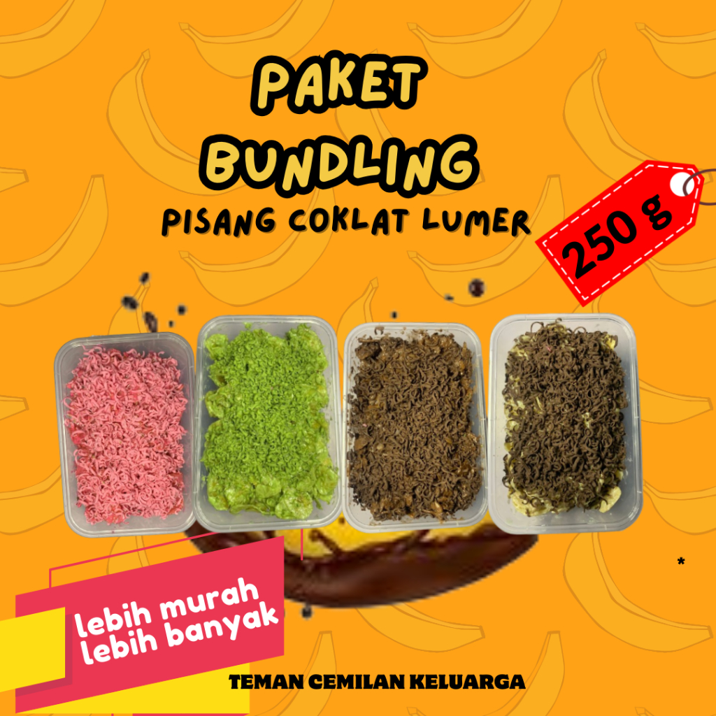 Jual paket 4 varian 250g keripik pisang lumer rasa tiramisu, matcha ...