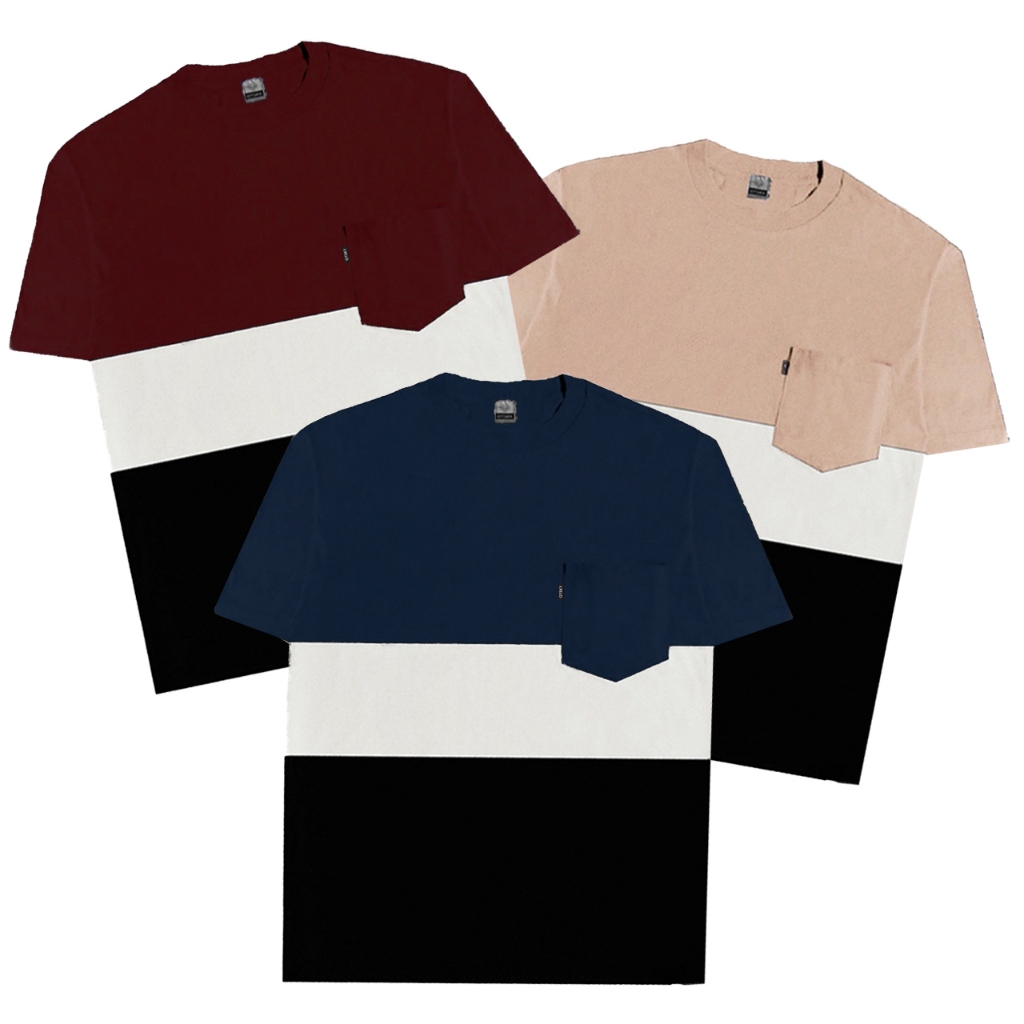 Jual Otsky Kaos Pria Pocket Triple Colour Katun Polos Cotton 24s ...