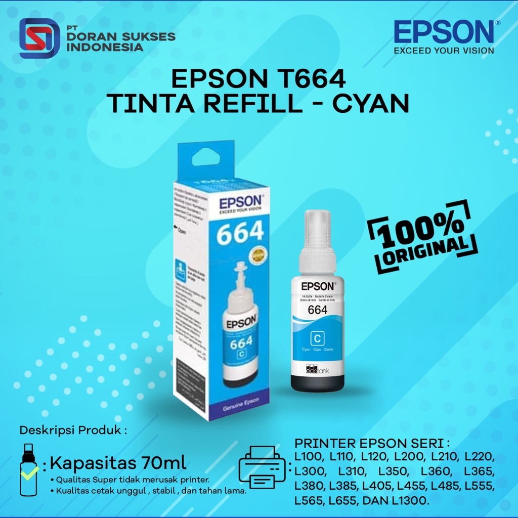 Jual Epson T664 Ink T6641 Refill Ink Black - Tri Color Netto 70ml ...