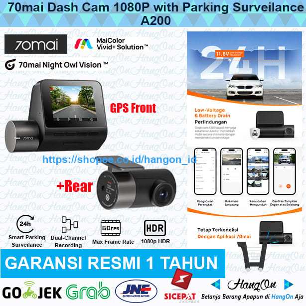 Jual 70mai Dash cam A200 1080P with Smart Parking Surveilance Dashcam ...