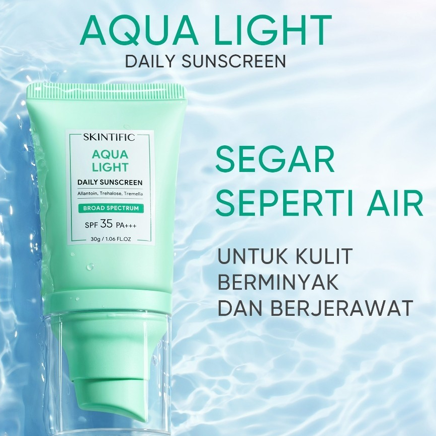 Jual SKINTIFIC Aqua Light Texture Daily Sunscreen 30ml — Acne Prone ...